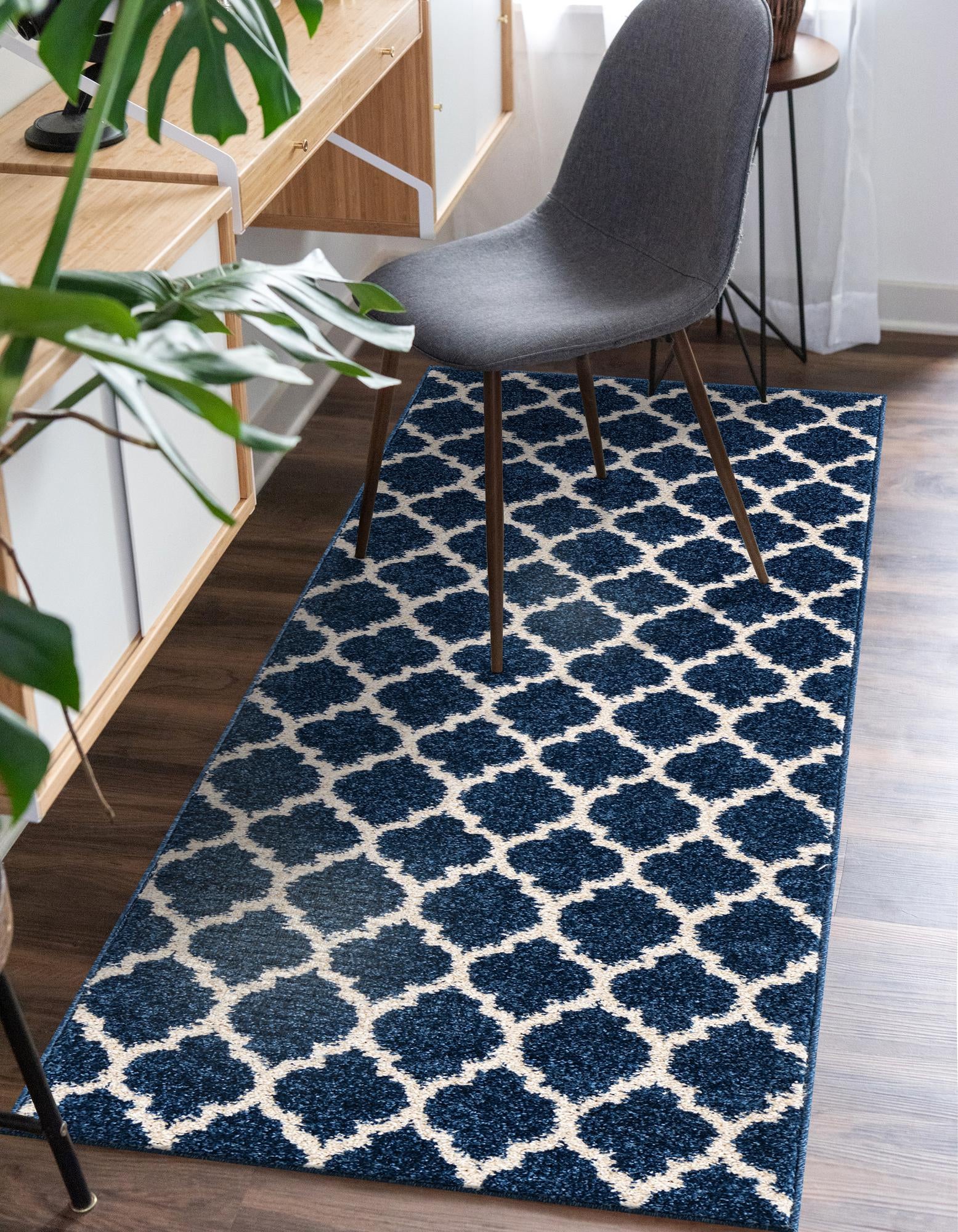 Dark Blue 2' 7 x 10' Lattice Runner Rug | Rugs.com