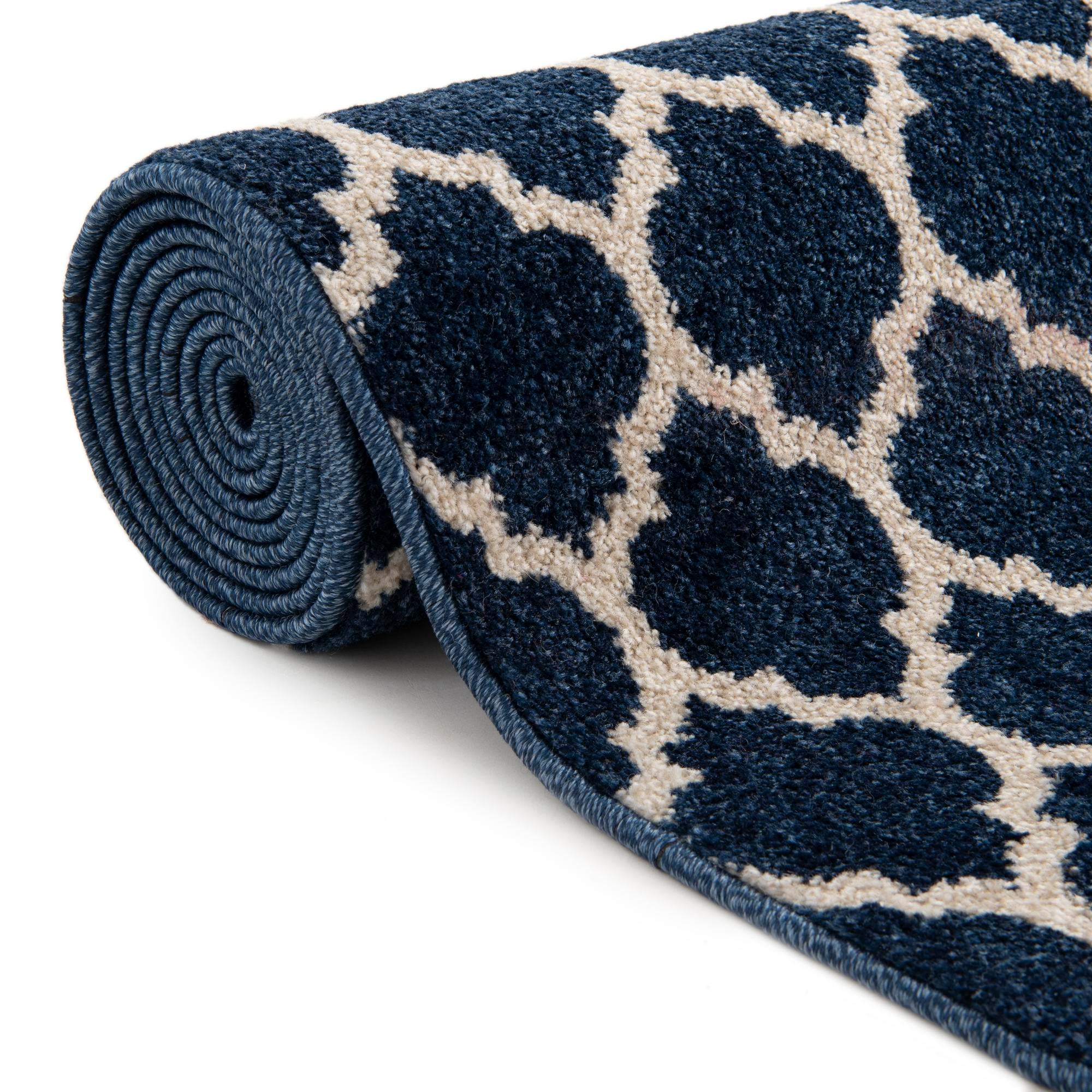 Dark Blue 2' 7 x 10' Lattice Runner Rug | Rugs.com