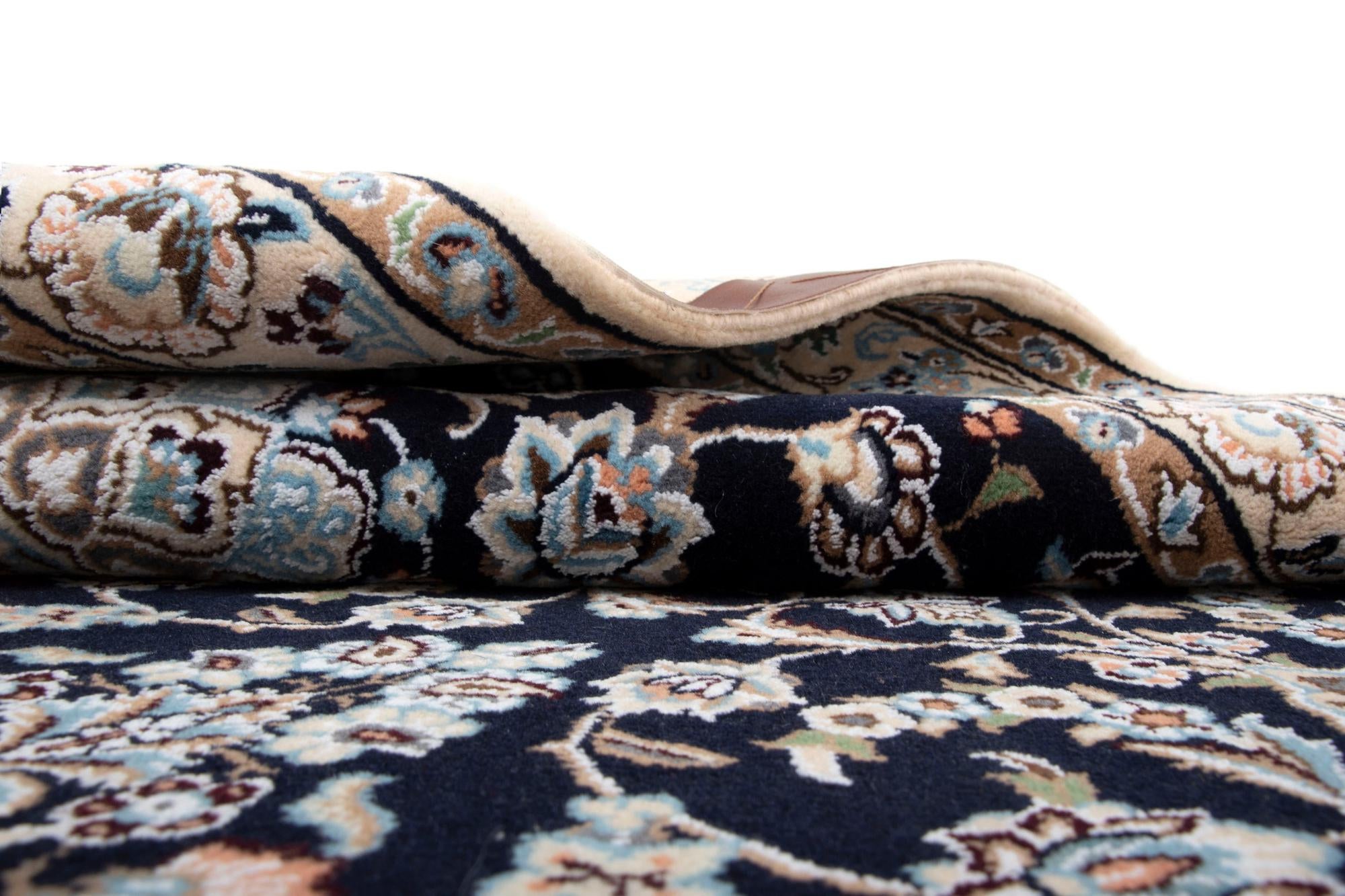 Dark Blue 2' 11 x 12' 6 Hand Knotted Nain Persian Wool Runner Rug ...