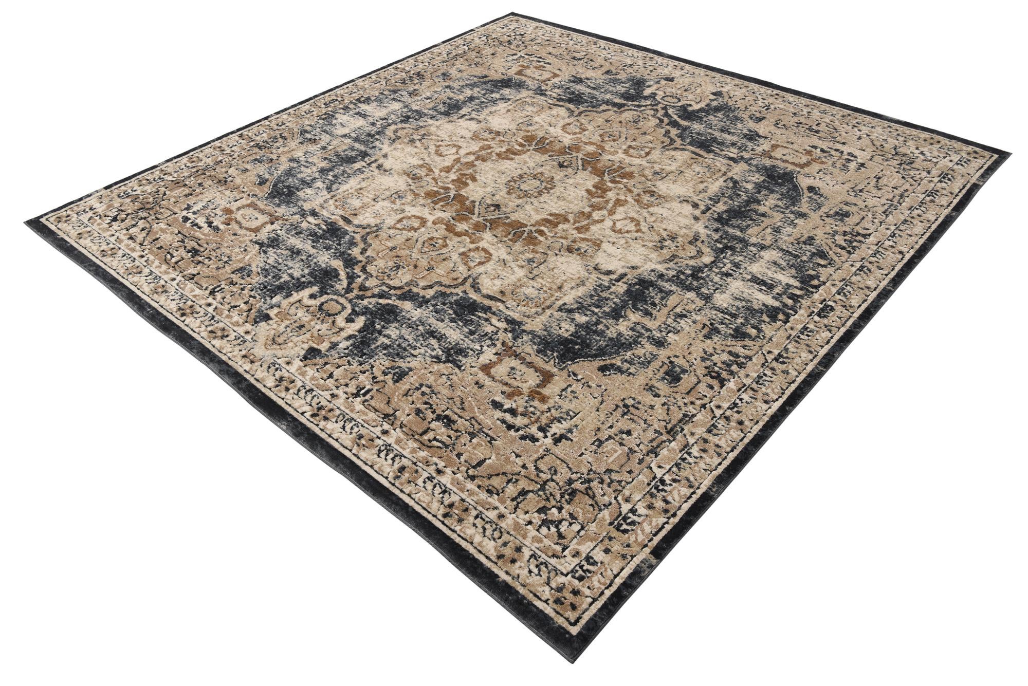 Dark Blue 7' x 7' Eliza Square Rug | Rugs.com