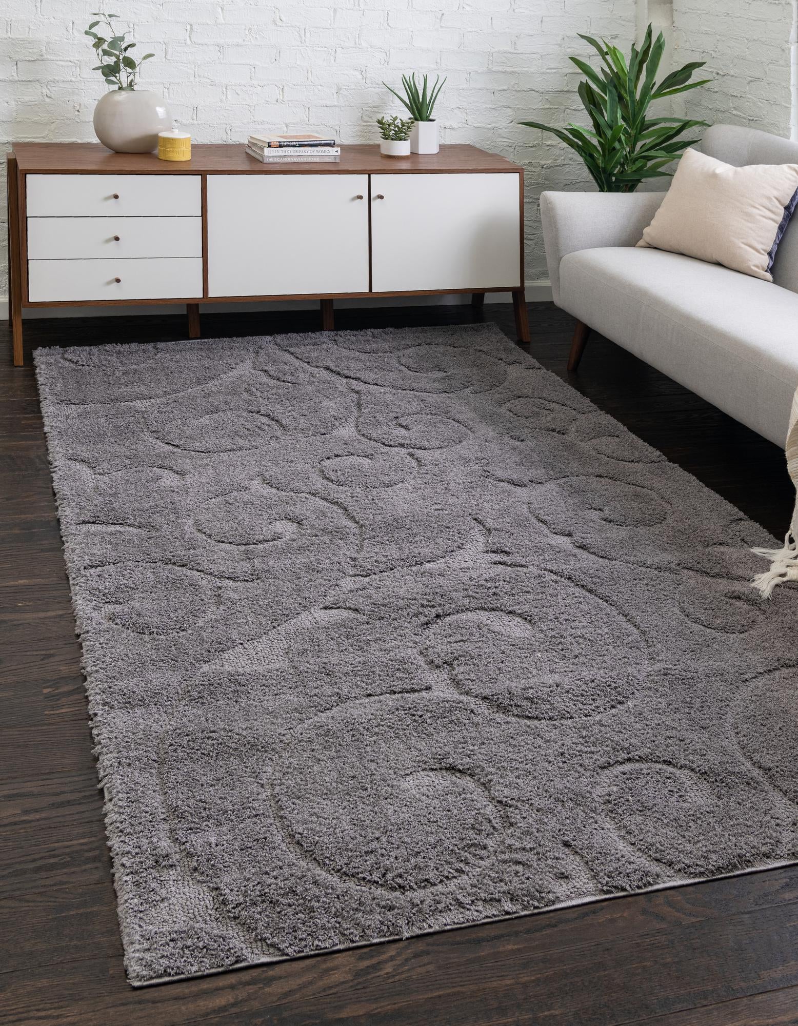 Ivory 8' x 10' Lattice Shag Rug | Rugs.com