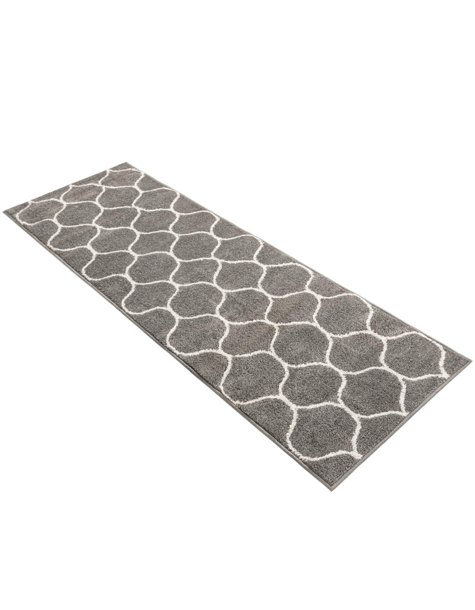 Dark Gray 2' x 6' Lattice Frieze Runner Rug | Rugs.com