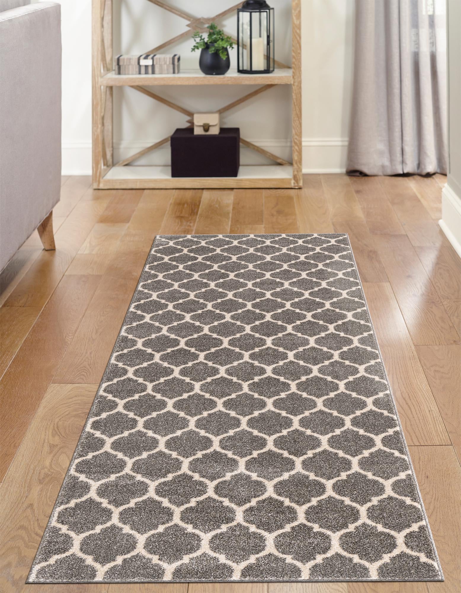 Dark Gray 2' x 6' Lattice Runner Rug | Rugs.com