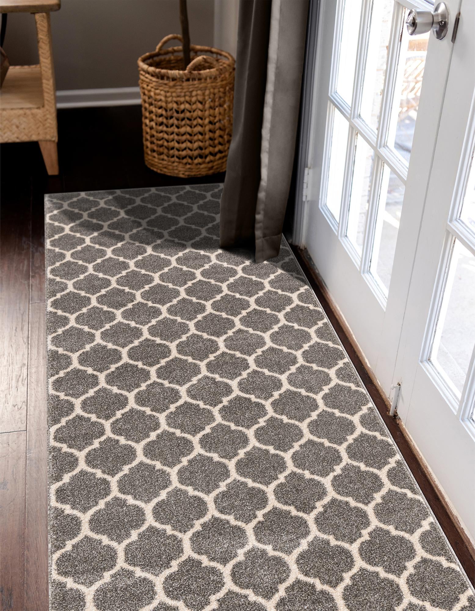 Dark Gray 2' x 6' Lattice Runner Rug | Rugs.com