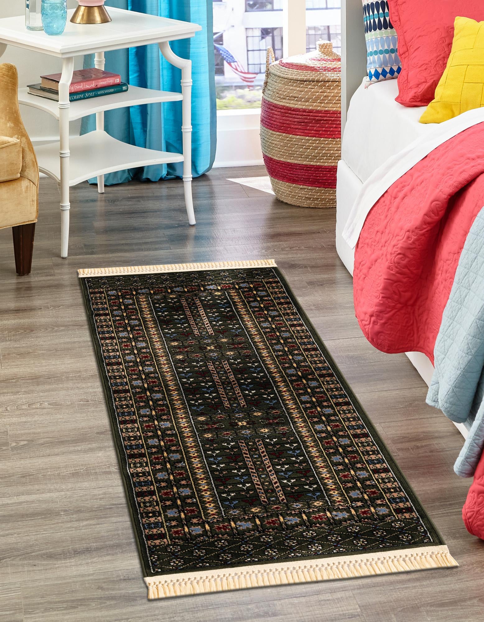 Dark Green 2' x 6' Bokhara Runner Rug | Rugs.com