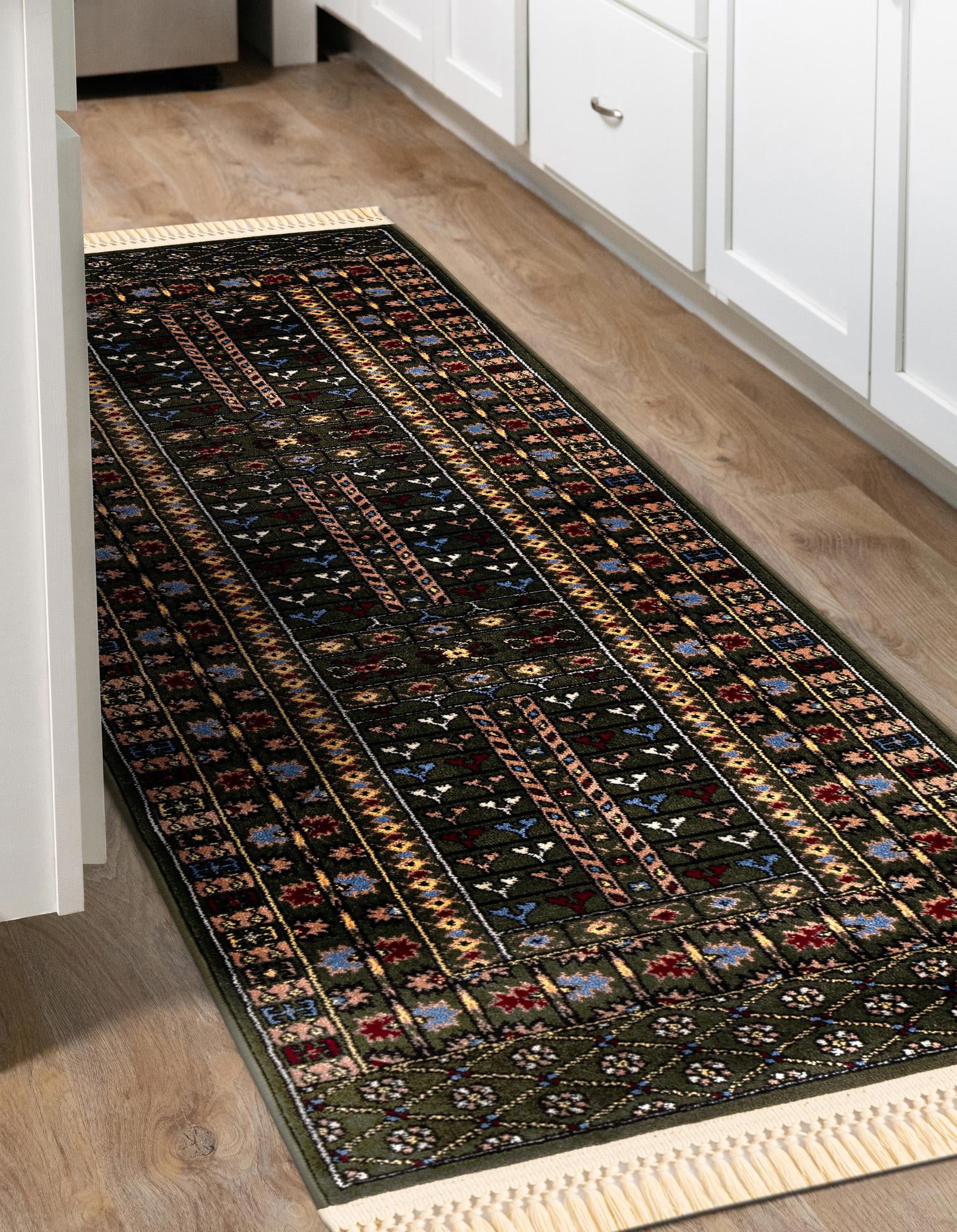 Dark Green 2' x 6' Bokhara Runner Rug | Rugs.com