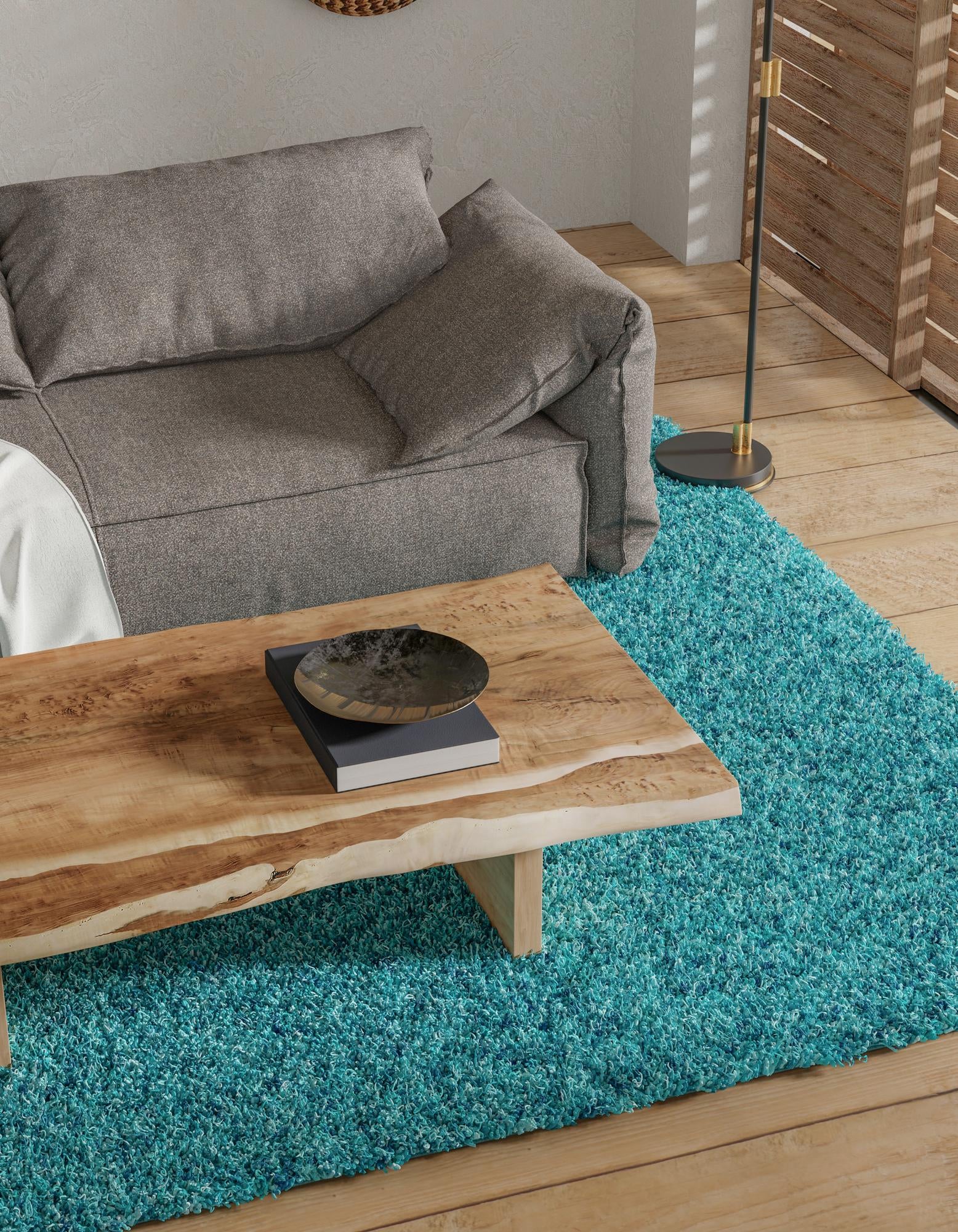 Deep Aqua Blue 5' x 8' Solid Shag Rug | Rugs.com