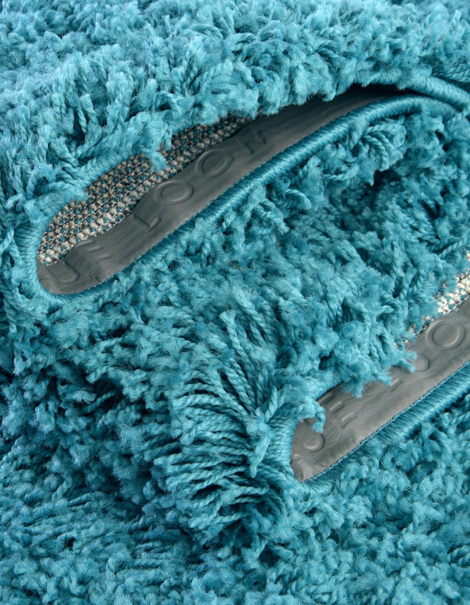 Deep Aqua Blue 8' x 8' Solid Shag Round Rug | Rugs.com