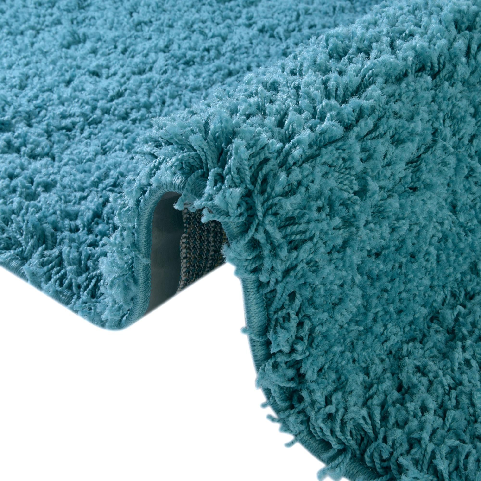 Deep Aqua Blue 2' 2 x 6' 7 Solid Shag Runner Rug | Rugs.com
