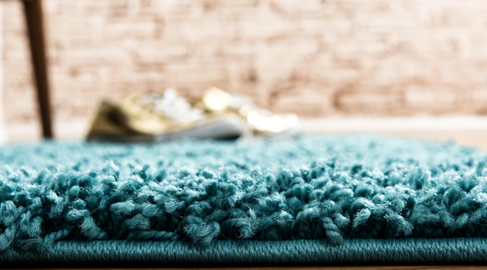 Deep Aqua Blue 2' 2 x 6' 7 Solid Shag Runner Rug | Rugs.com