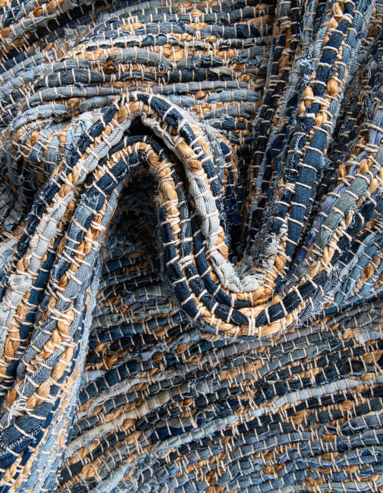 Denim blue 4' 1 x 6' 1 Hand Woven Chindi Trellis Rug | Rugs.com