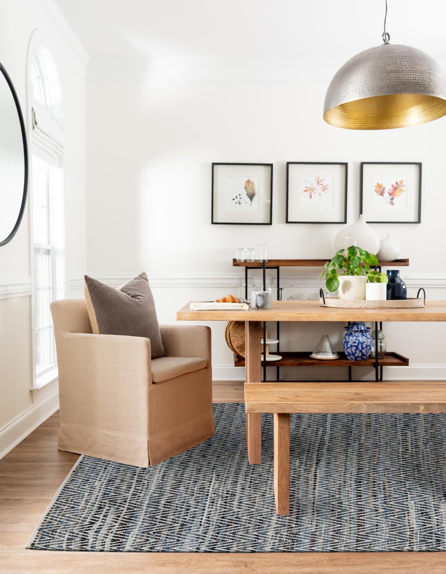 Denim 9' x 12' Hand Woven Chindi Chevron Rug | Rugs.com