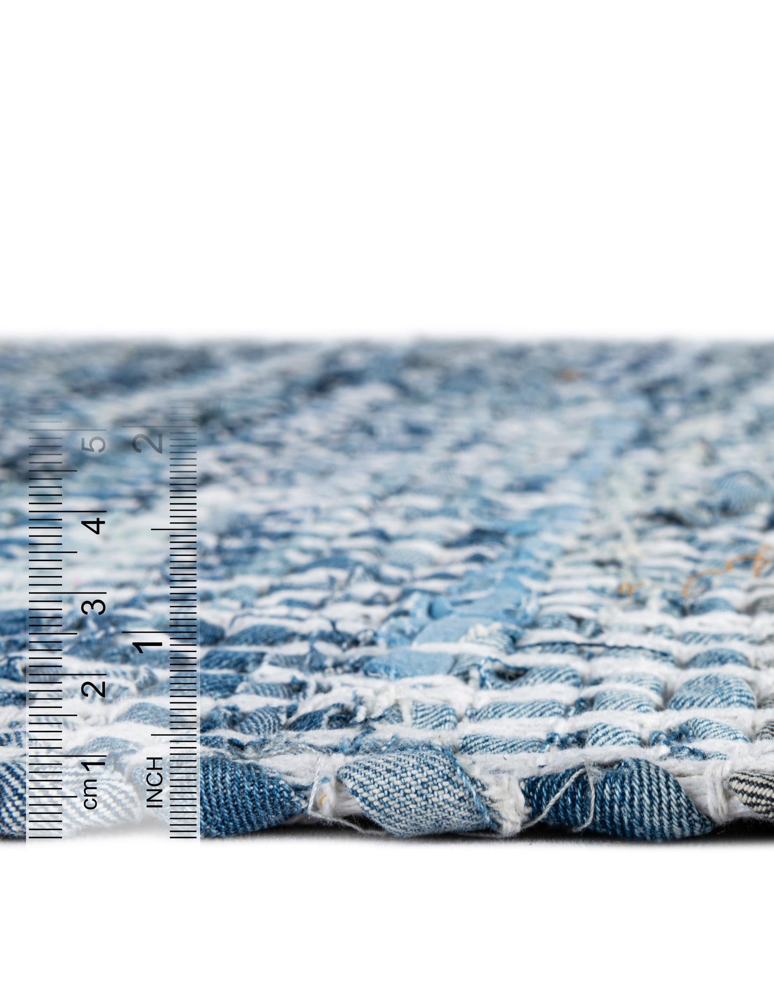 Denim 10' x 14' 1 Hand Woven Chindi Chevron Rug | Rugs.com