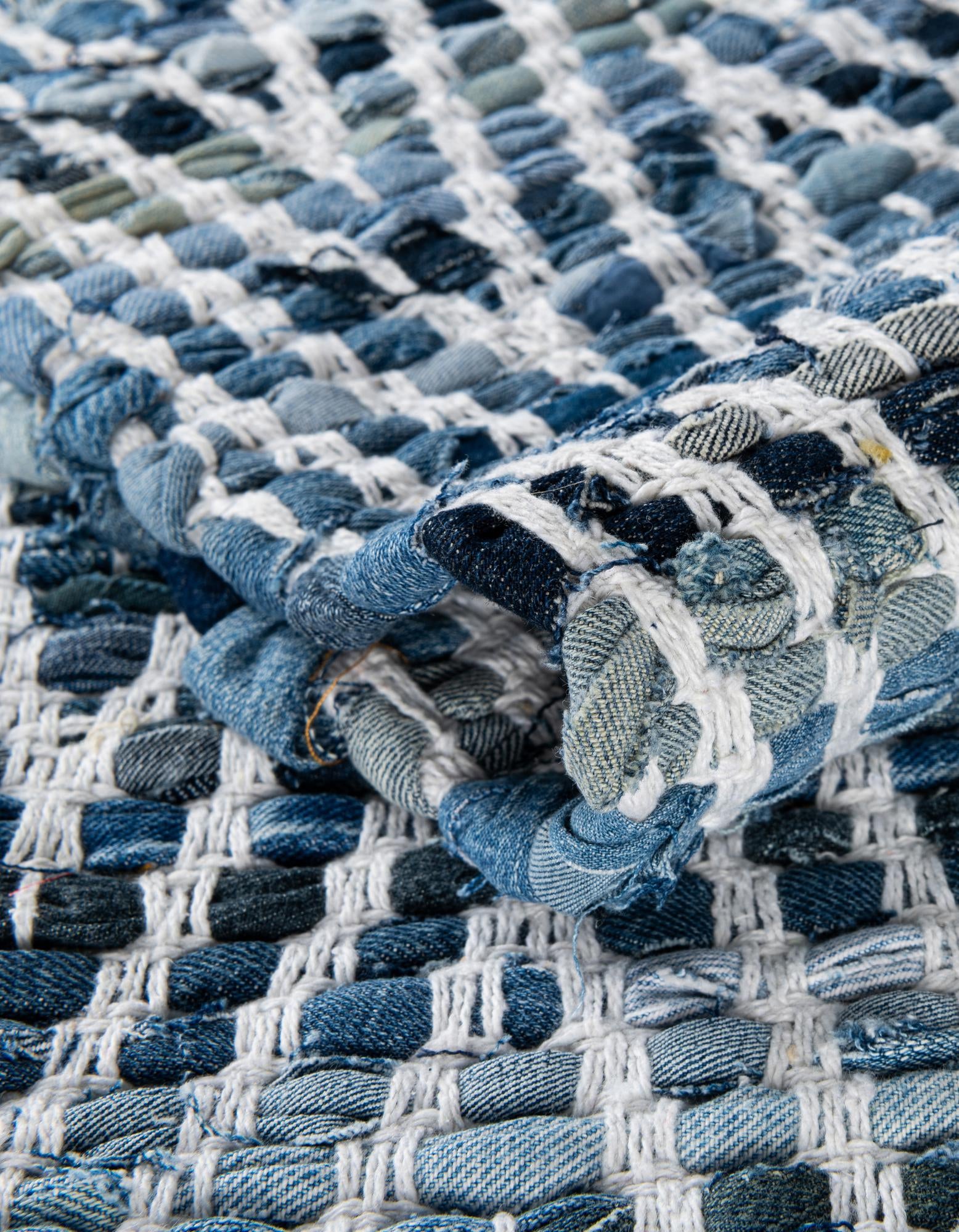 Denim 9' x 12' Hand Woven Chindi Chevron Rug | Rugs.com