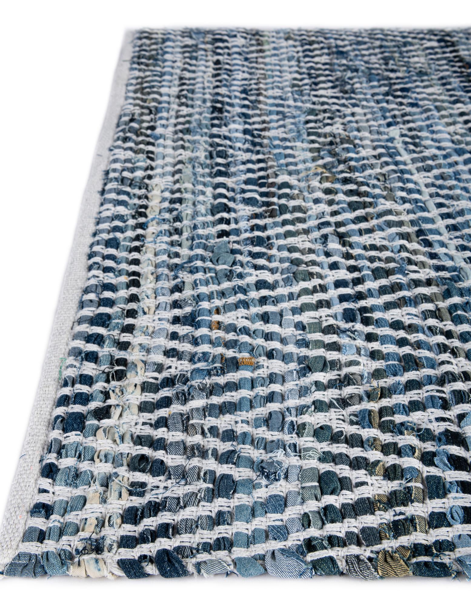 Denim 9' x 12' Hand Woven Chindi Chevron Rug | Rugs.com