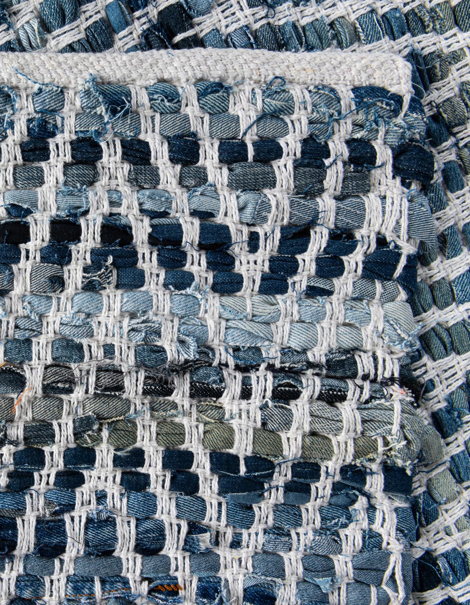 Denim 10' x 14' 1 Hand Woven Chindi Chevron Rug | Rugs.com