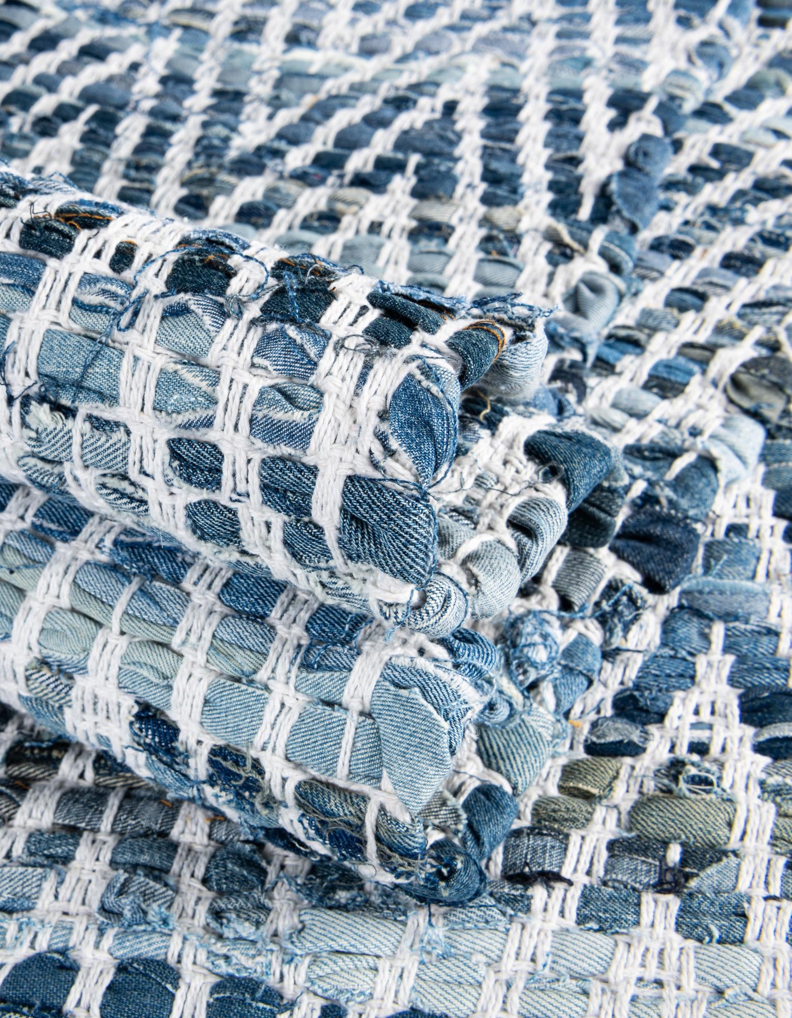 Denim 10' x 14' 1 Hand Woven Chindi Chevron Rug | Rugs.com