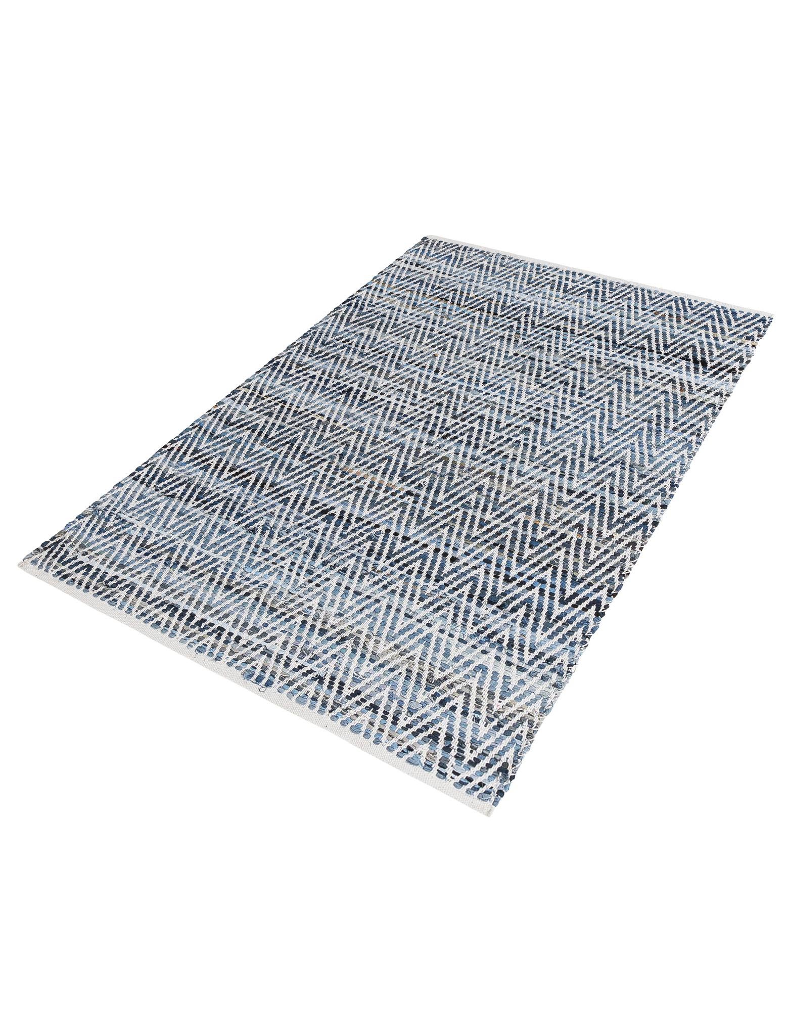 Denim 4' 1 x 6' 1 Hand Woven Chindi Chevron Rug | Rugs.com