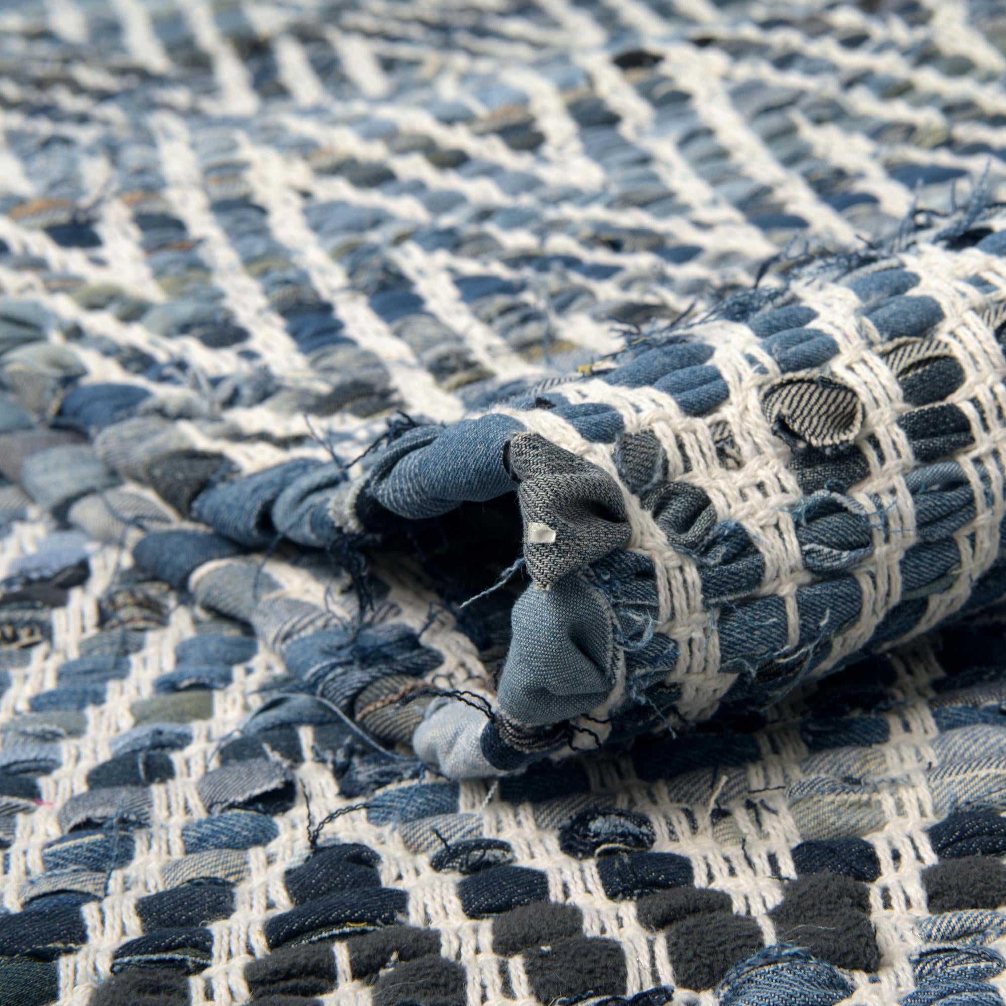 Denim 2' 7 x 10' Hand Woven Chindi Chevron Runner Rug | Rugs.com