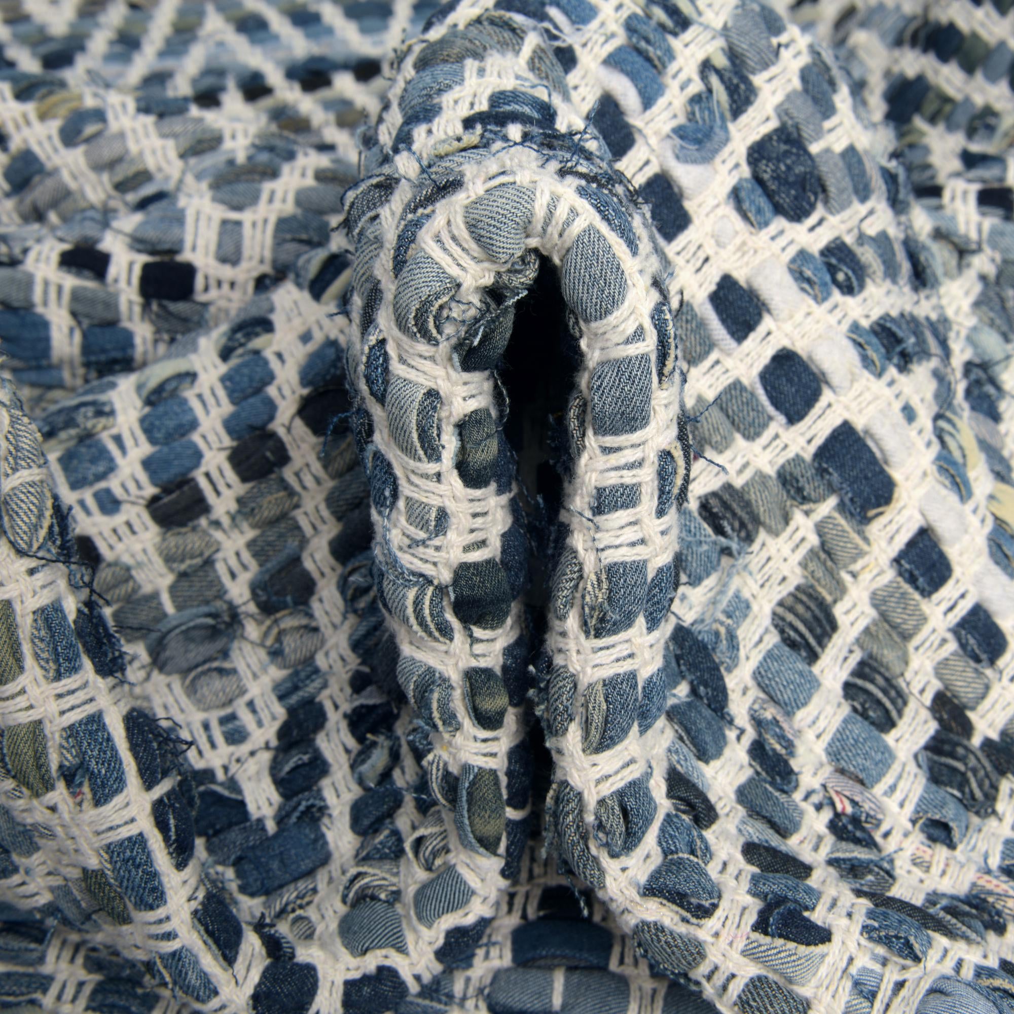 Denim 2' 2 x 6' 1 Hand Woven Chindi Chevron Runner Rug | Rugs.com