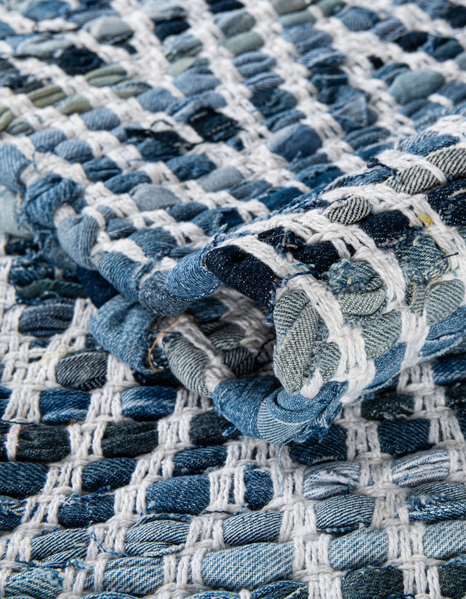 Denim 2' 2 x 6' 1 Hand Woven Chindi Chevron Runner Rug | Rugs.com