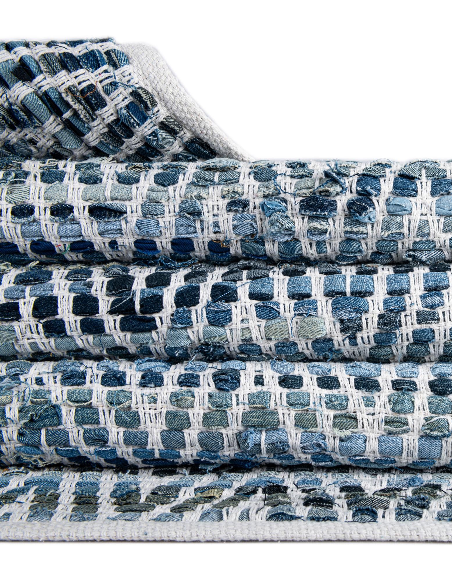 Denim 2' 2 x 6' 1 Hand Woven Chindi Chevron Runner Rug | Rugs.com