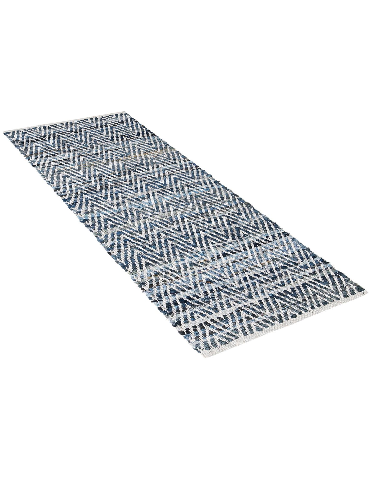 Denim 2' 2 x 6' 1 Hand Woven Chindi Chevron Runner Rug | Rugs.com