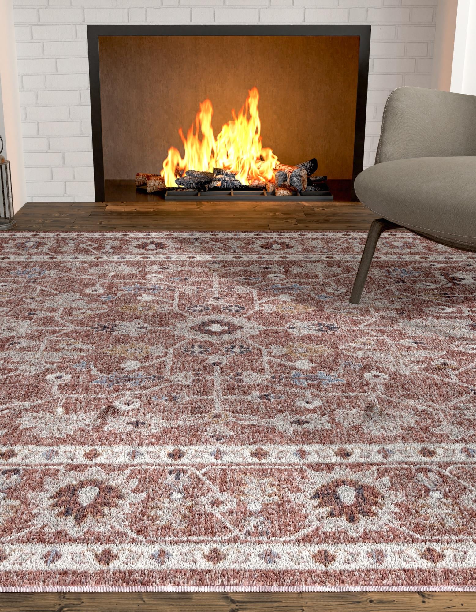 Dusty Rose 5' 3 x 8' Eco Traditional Rug | Rugs.com