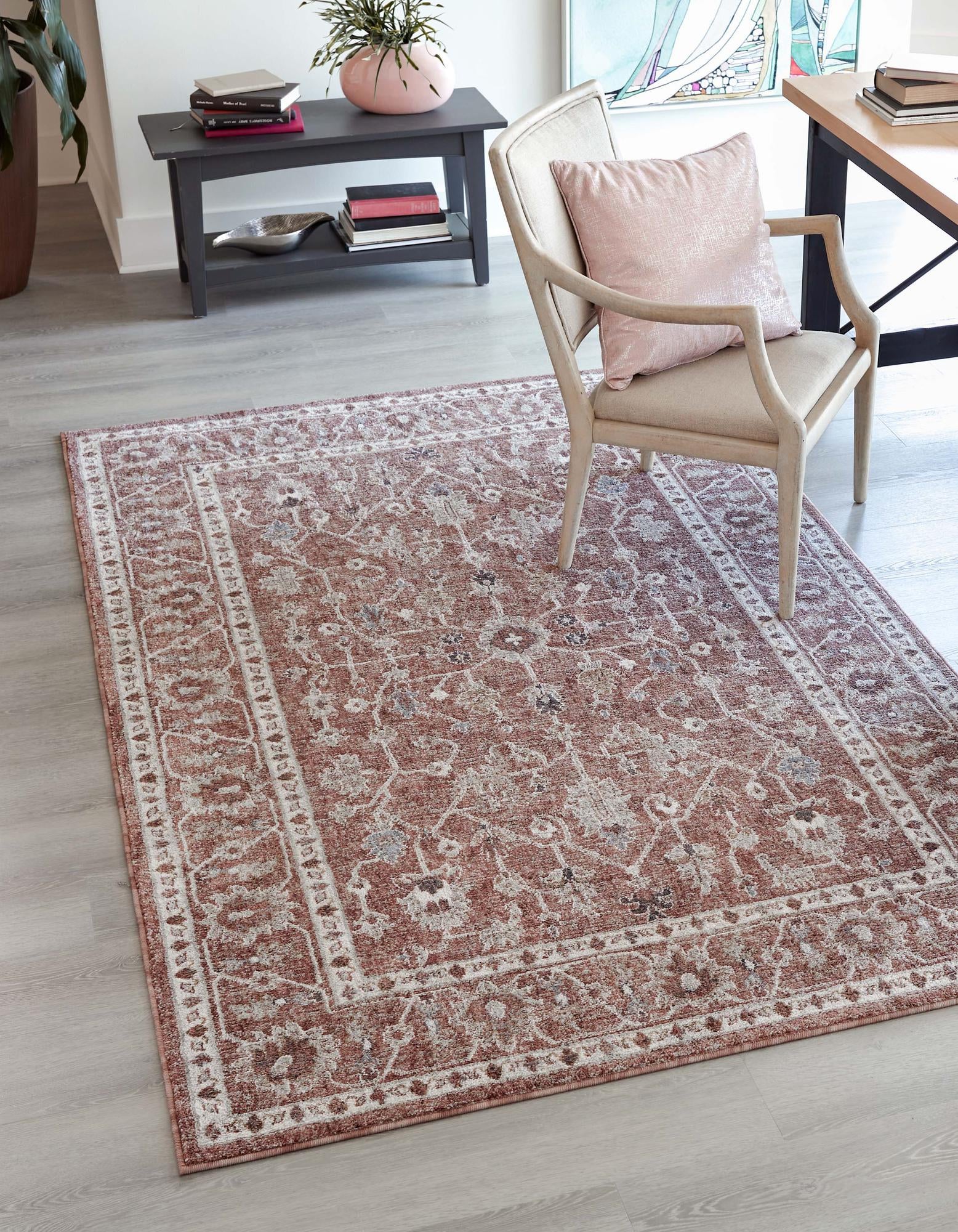 Dusty Rose 5' 3 x 8' Eco Traditional Rug | Rugs.com