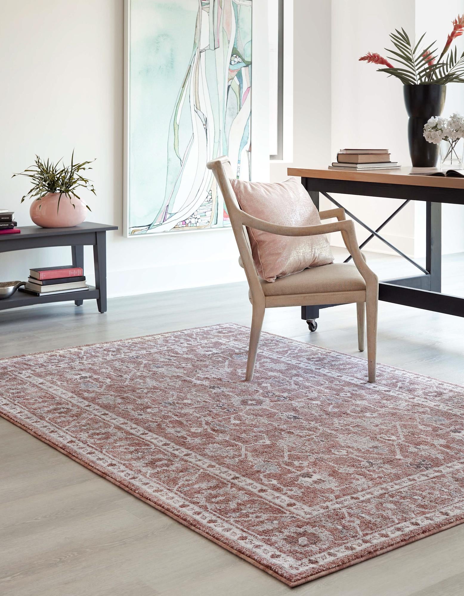 Dusty Rose 5' 3 x 8' Eco Traditional Rug | Rugs.com