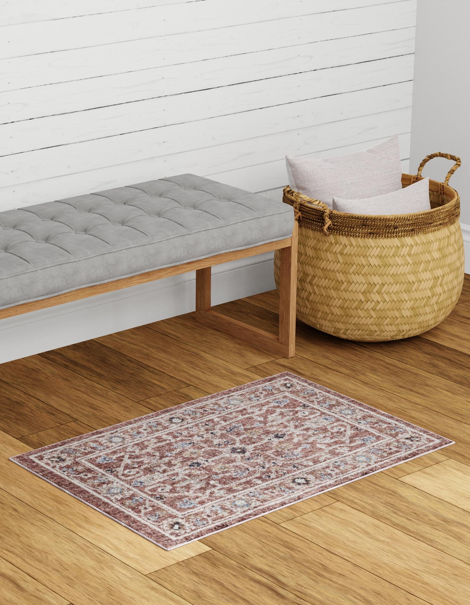 Dusty Rose 5' 3 x 8' Eco Traditional Rug | Rugs.com