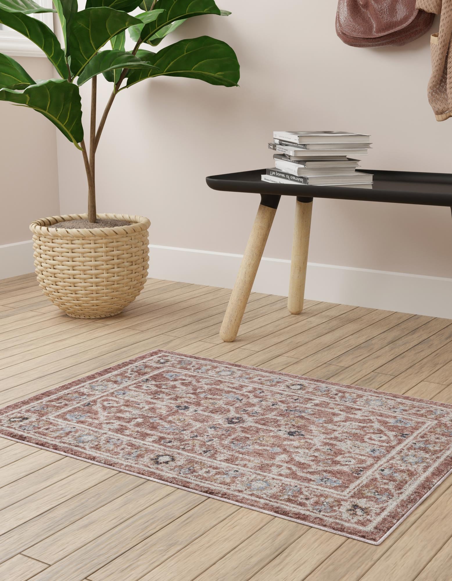 Dusty Rose 5' 3 x 8' Eco Traditional Rug | Rugs.com