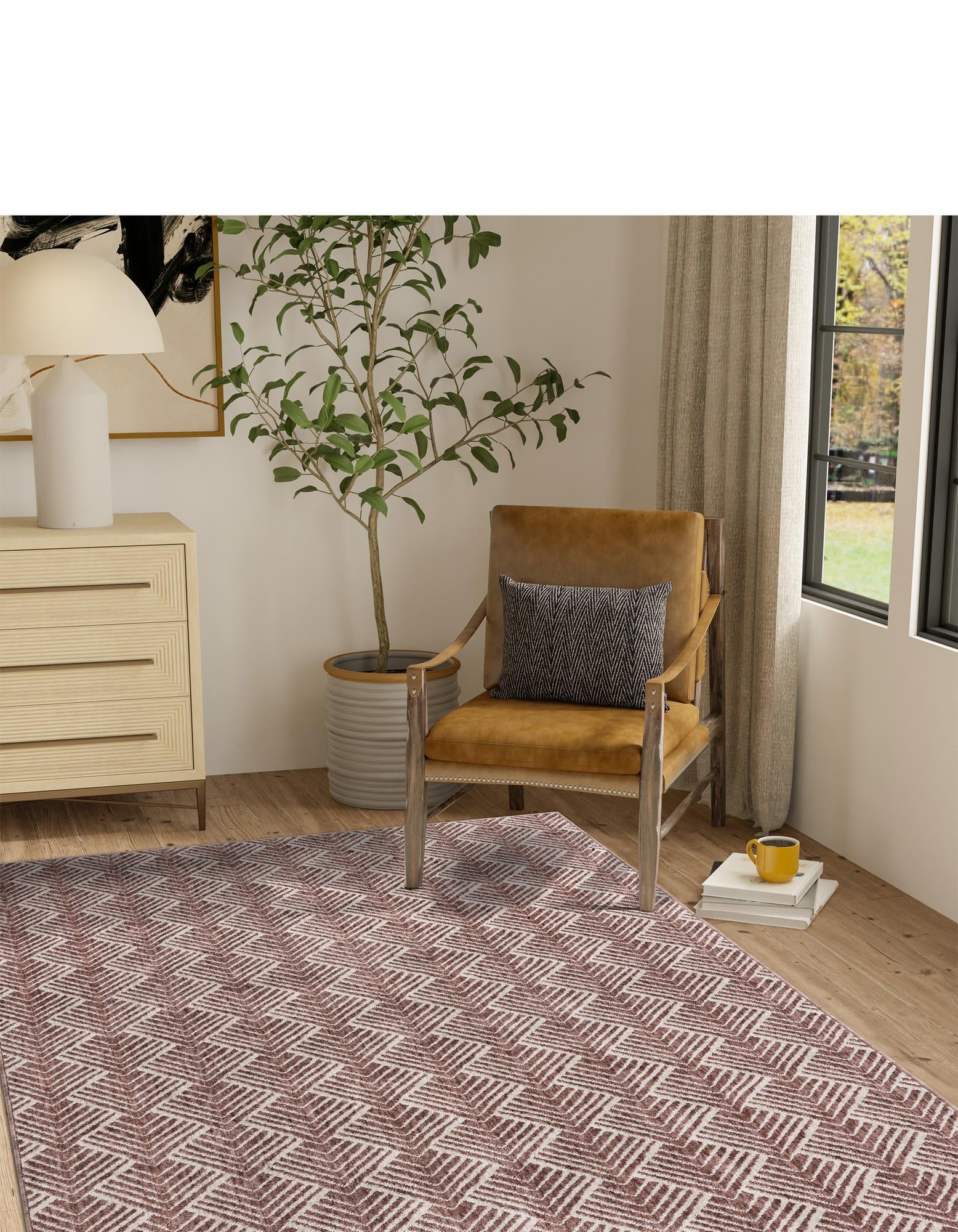 Dusty Rose 5' 3 x 8' Eco Trellis Rug | Rugs.com