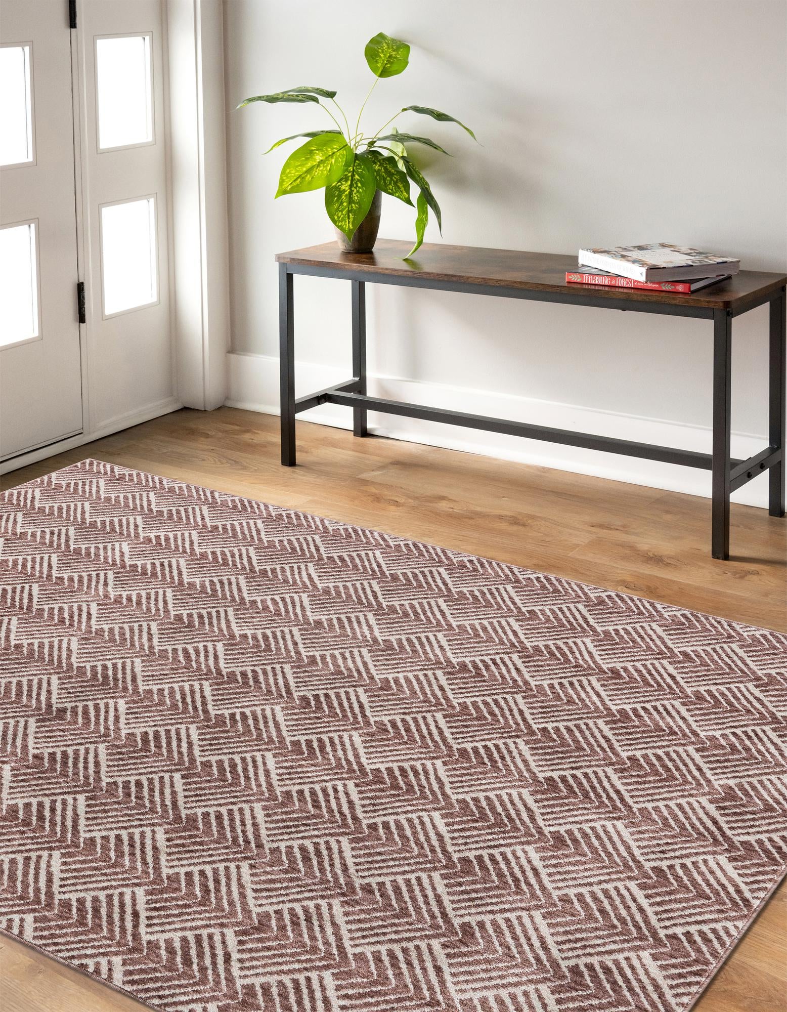 Dusty Rose 5' 3 x 8' Eco Trellis Rug | Rugs.com
