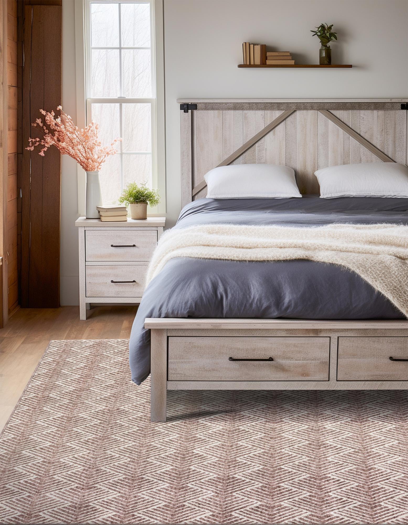 Dusty Rose 5' 3 x 8' Eco Trellis Rug | Rugs.com