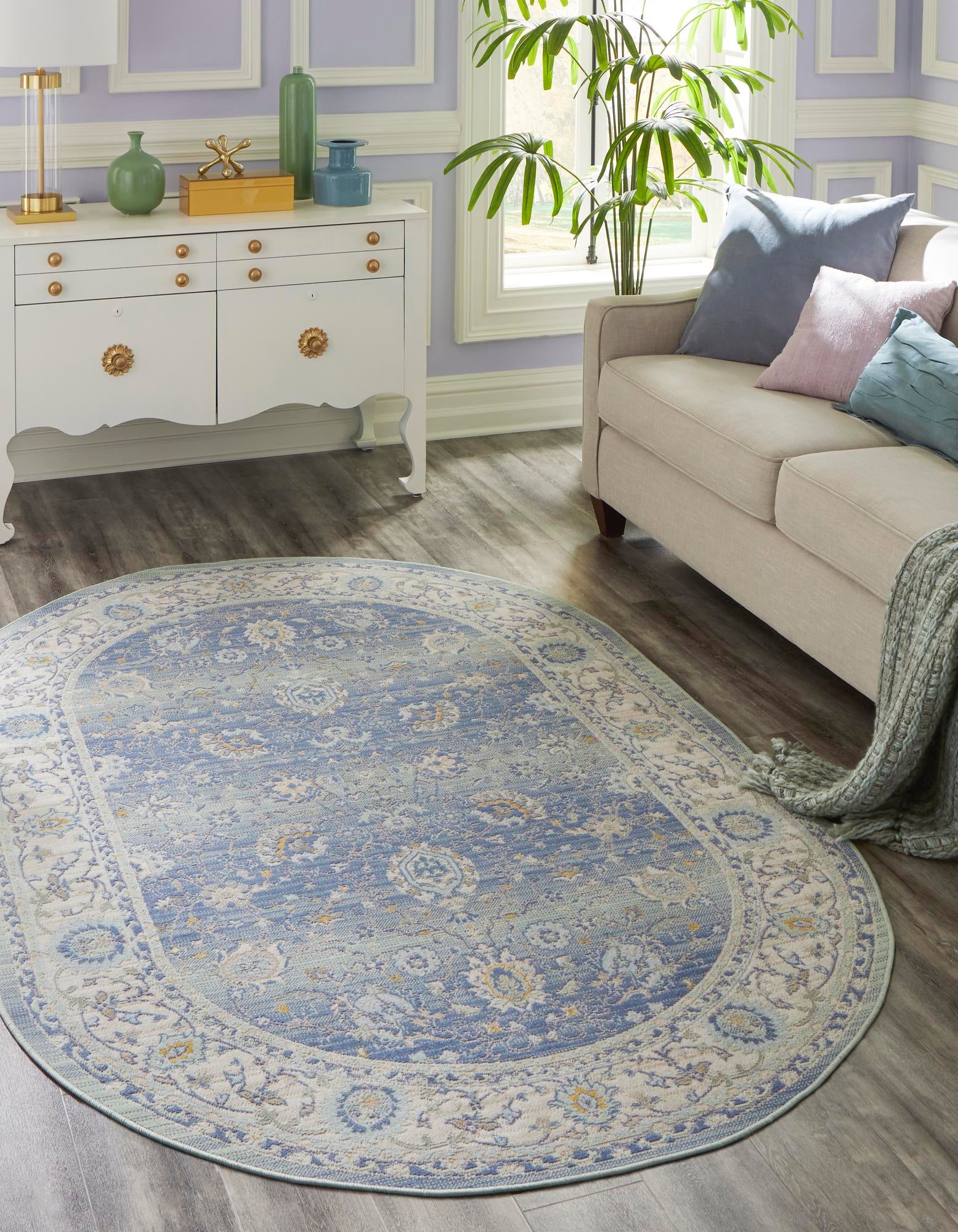 French Blue 5' x 8' Whitney Oval Rug | Rugs.com