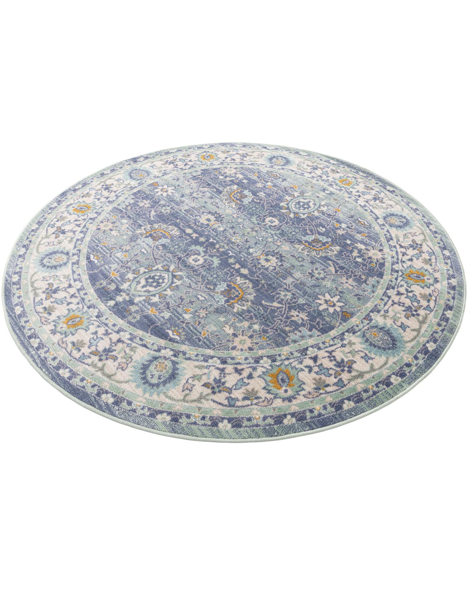 French Blue 7' x 7' Whitney Round Rug | Rugs.com