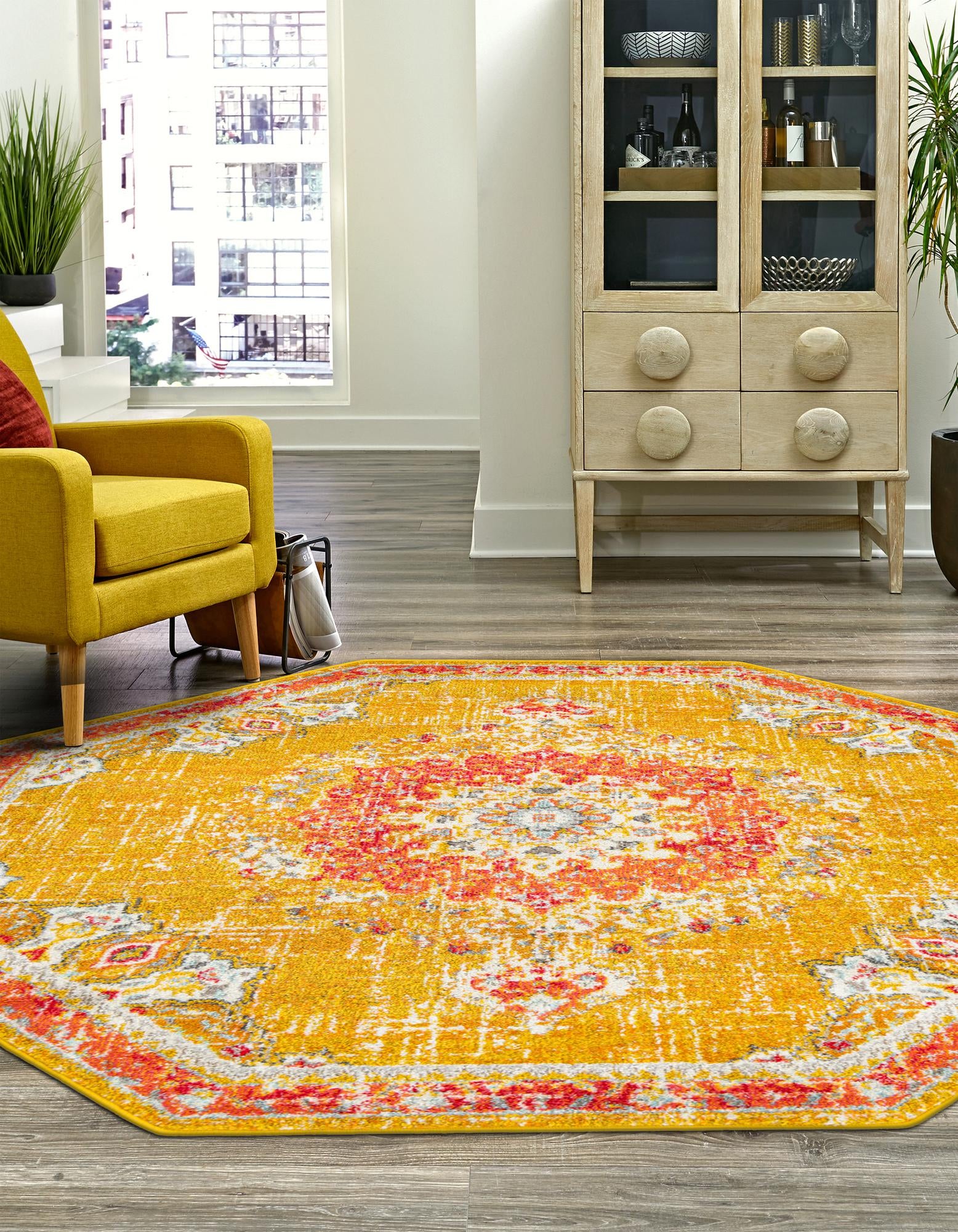 Gold 6' x 6' Madeline Octagon Rug | Rugs.com