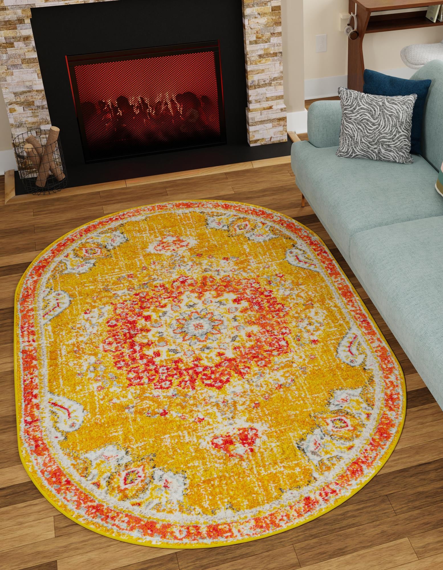 Gold 3' 3 x 5' 3 Madeline Oval Rug | Rugs.com