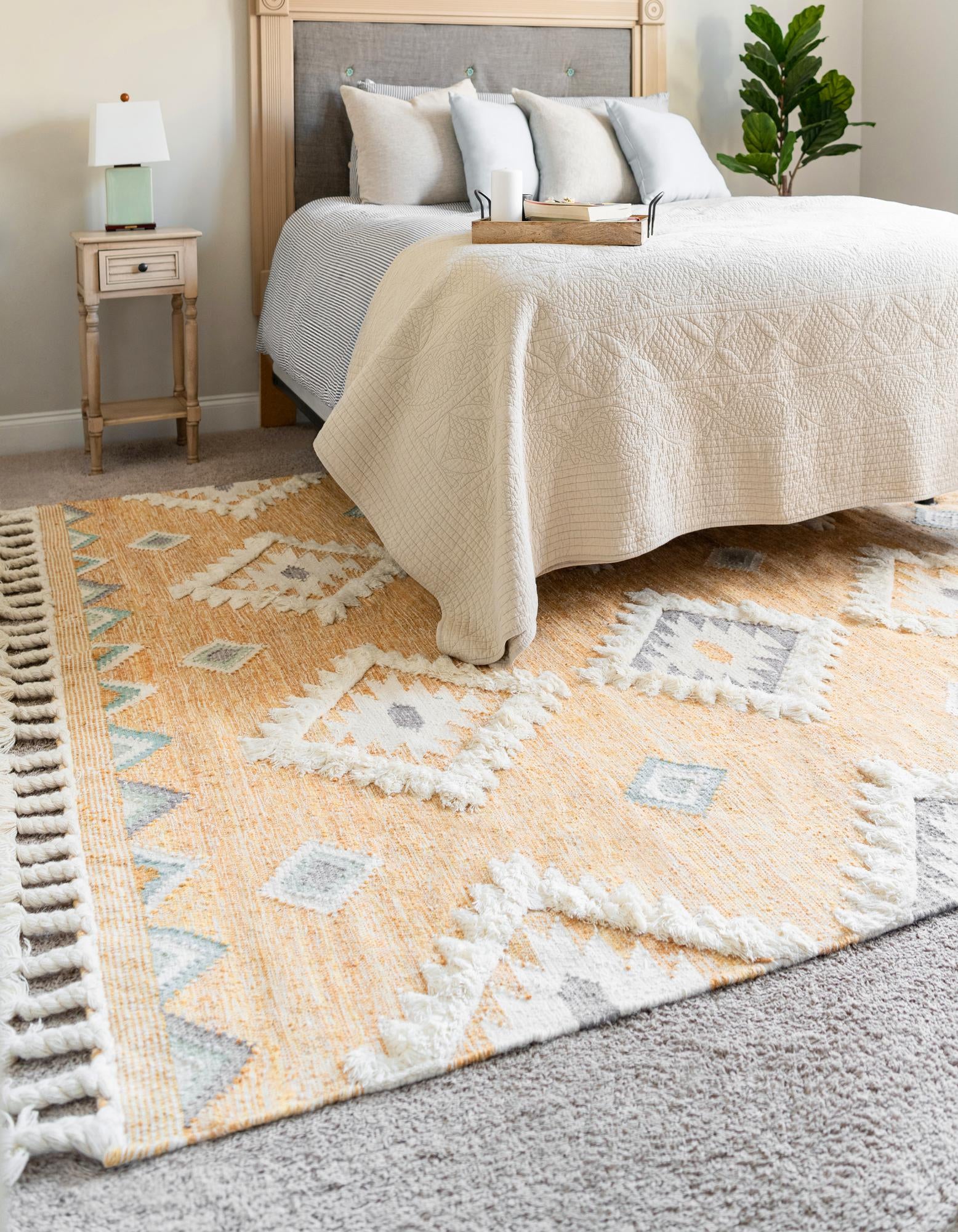 Gold 8' x 10' Hand Woven Arizona Wool Rug | Rugs.com