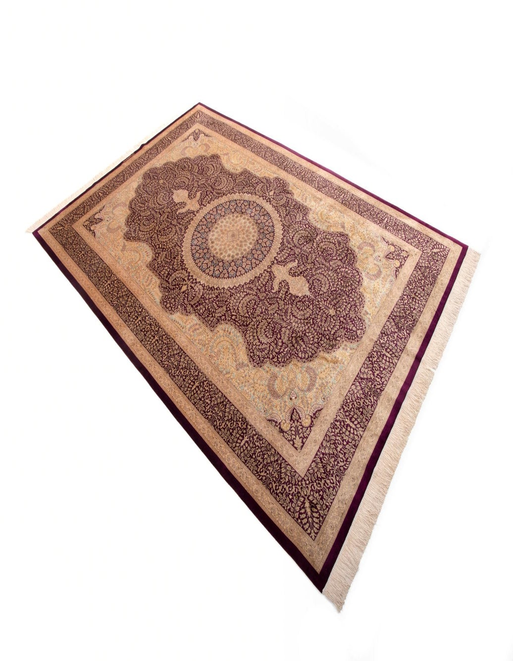 Gold 6' 6 x 9' 9 Hand Knotted Ghom Silk Persian Rug | Rugs.com