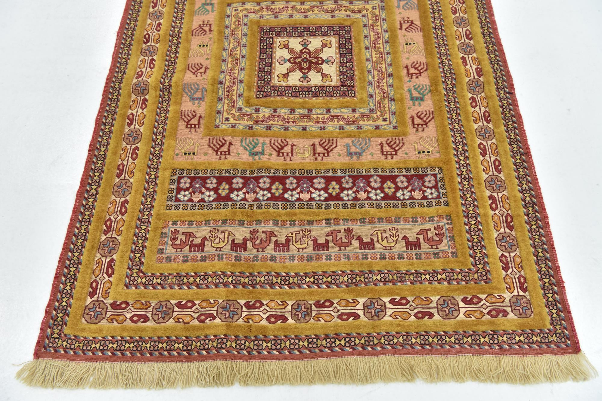 Gold 4' x 5' 9 Hand Knotted Ghoochan Persian Wool Rug | Rugs.com