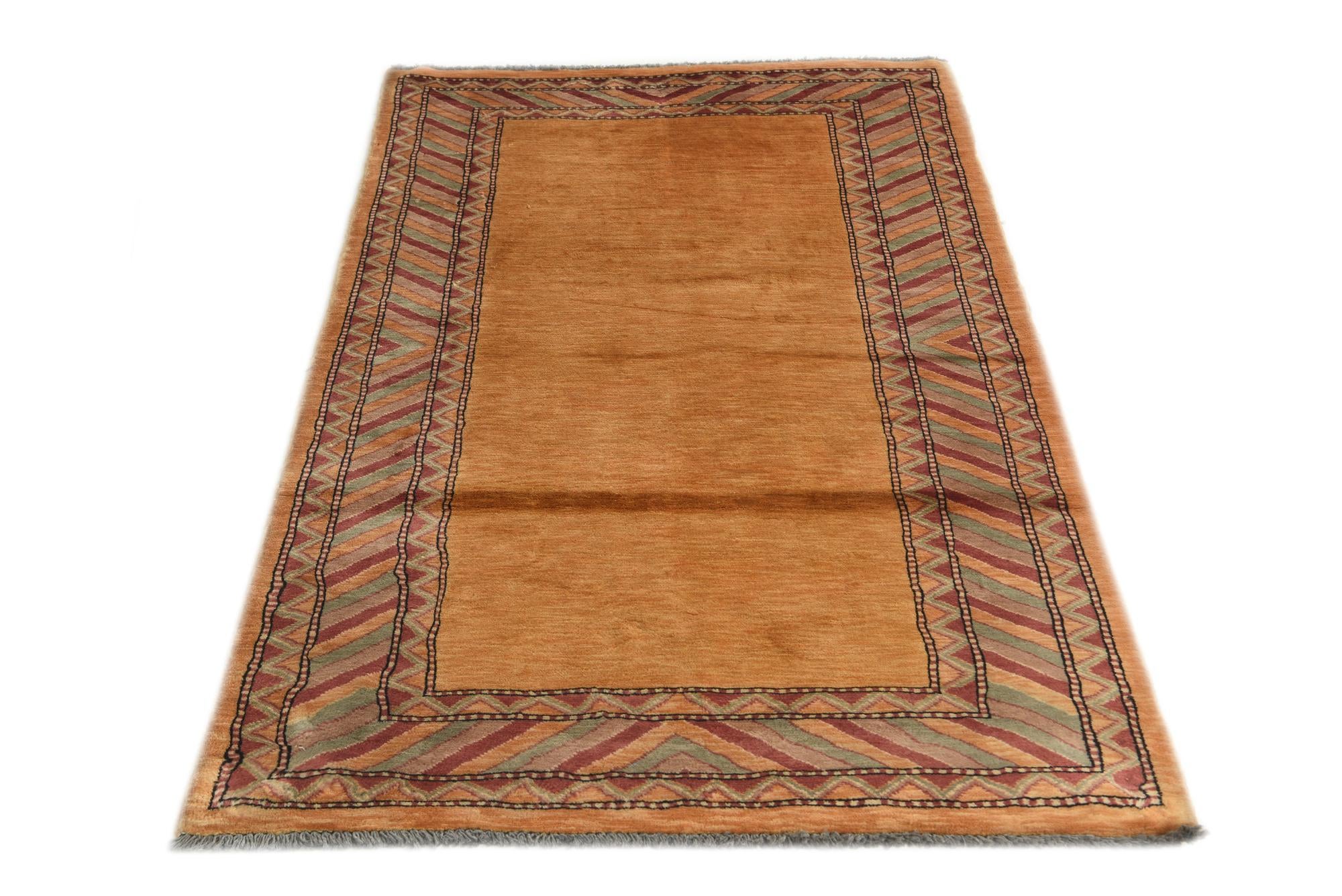 Gold 3' 2 x 5' 3 Hand Knotted Kashkuli Gabbeh Oriental Wool Rug | Rugs.com