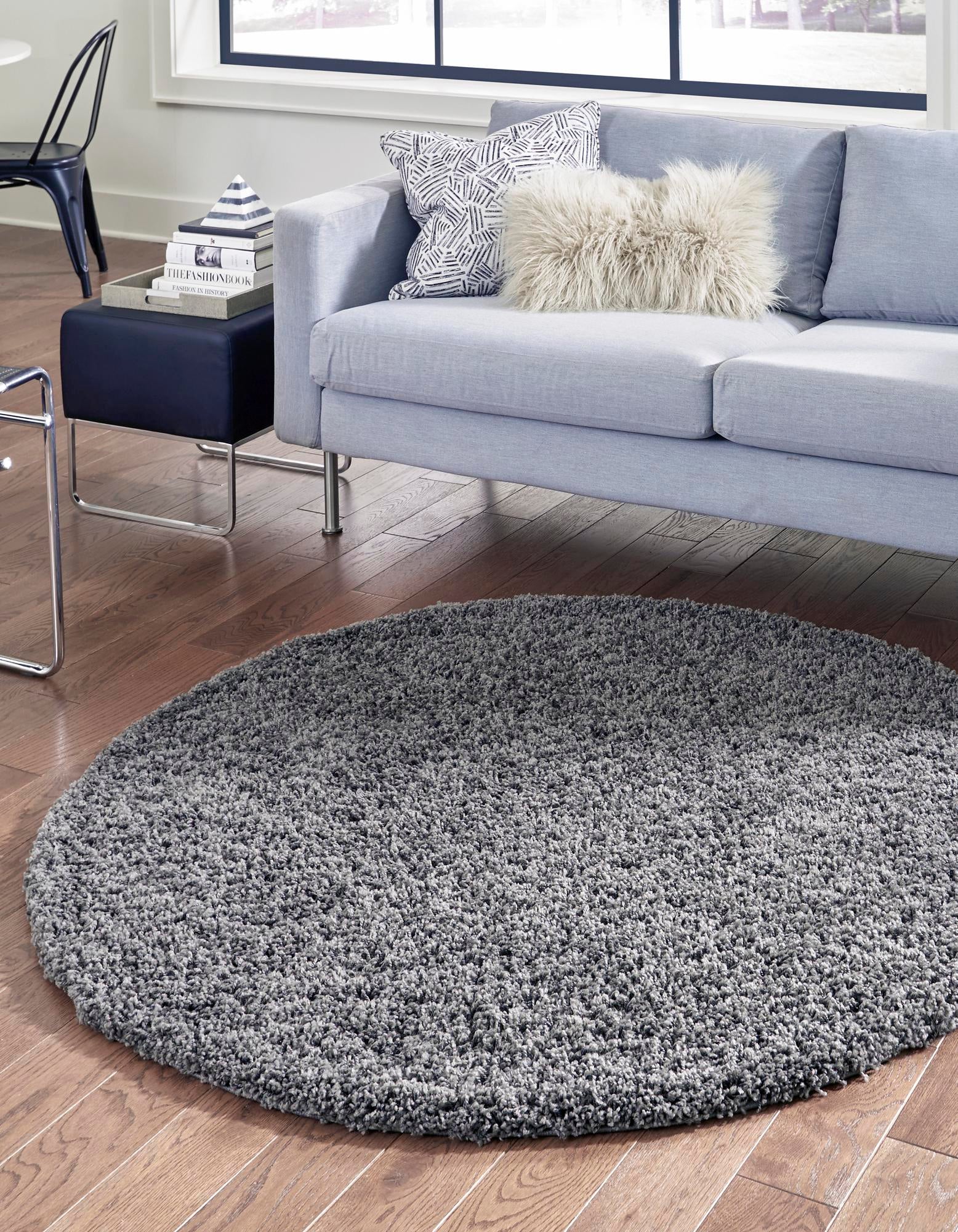 Graphite Gray 10' 2 x 10' 2 Solid Shag Round Rug | Rugs.com