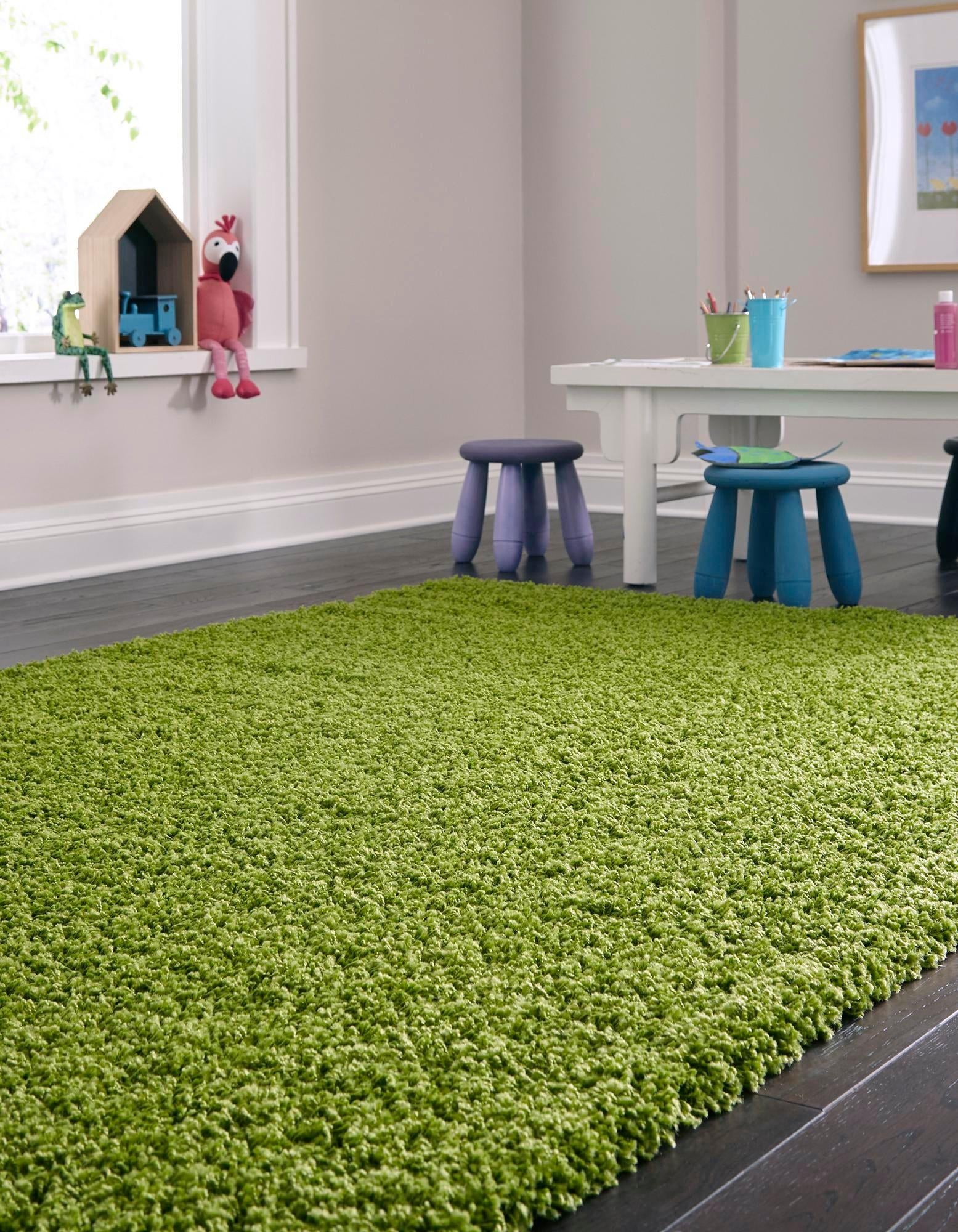 Grass Green 8' x 11' Solid Shag Rug | Rugs.com
