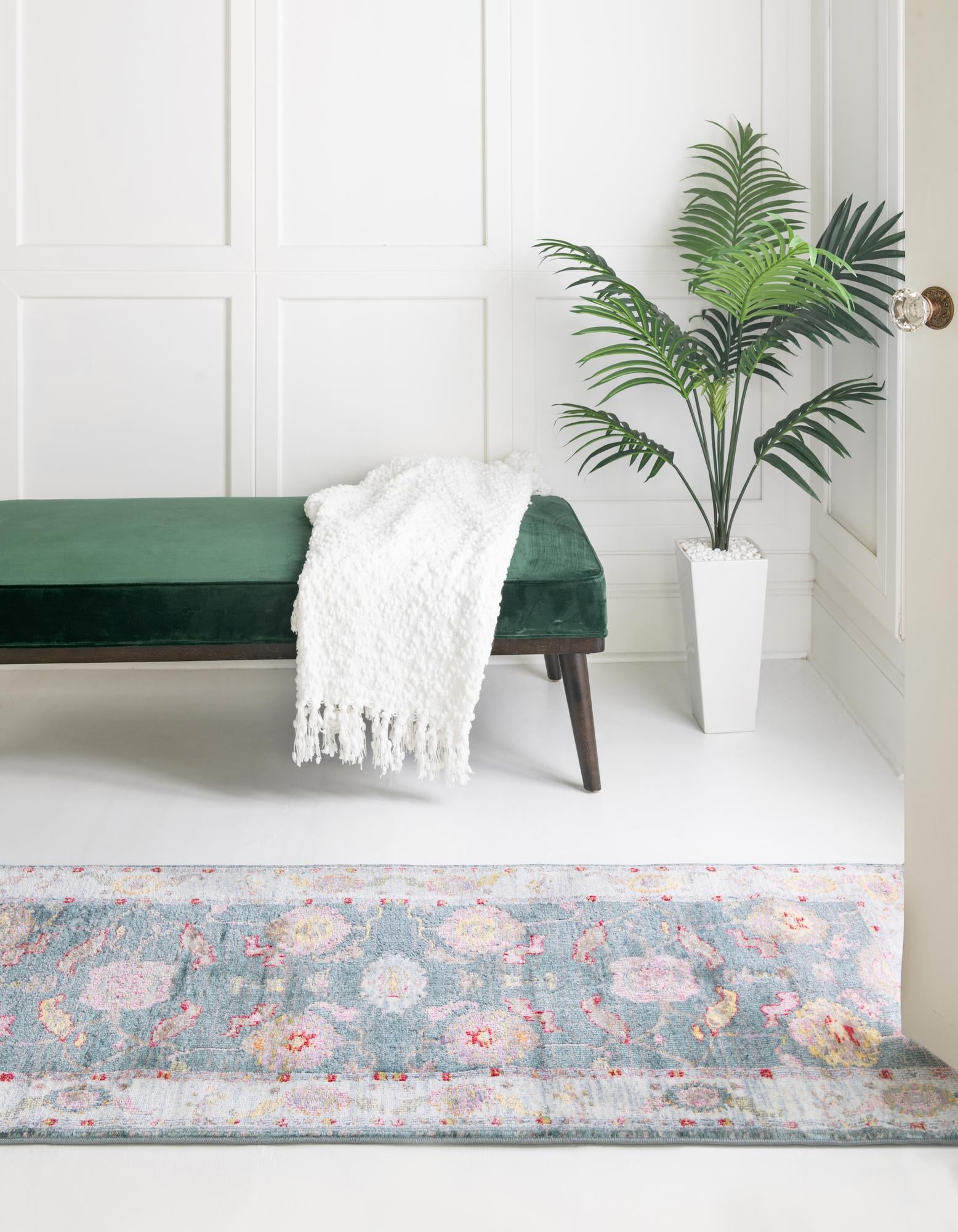 Gray and Blue 2' 2 x 8' Paragon Runner Rug | Rugs.com