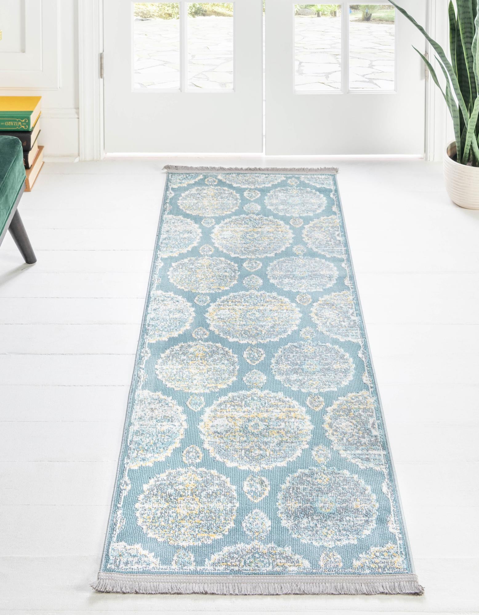 Gray and Blue 2' 2 x 6' Paragon Runner Rug | Rugs.com