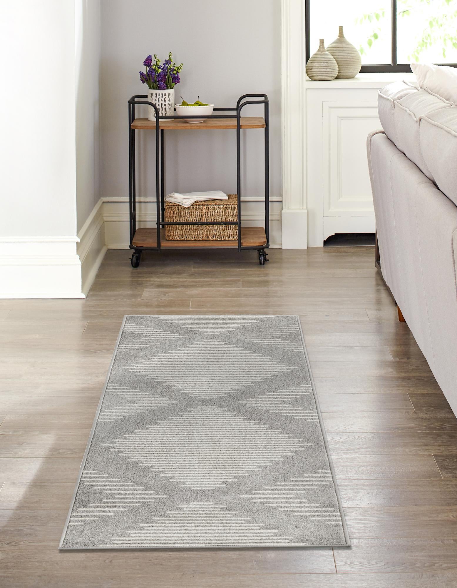 Gray and Ivory 3' 3 x 14' Kai Runner Rug | Rugs.com