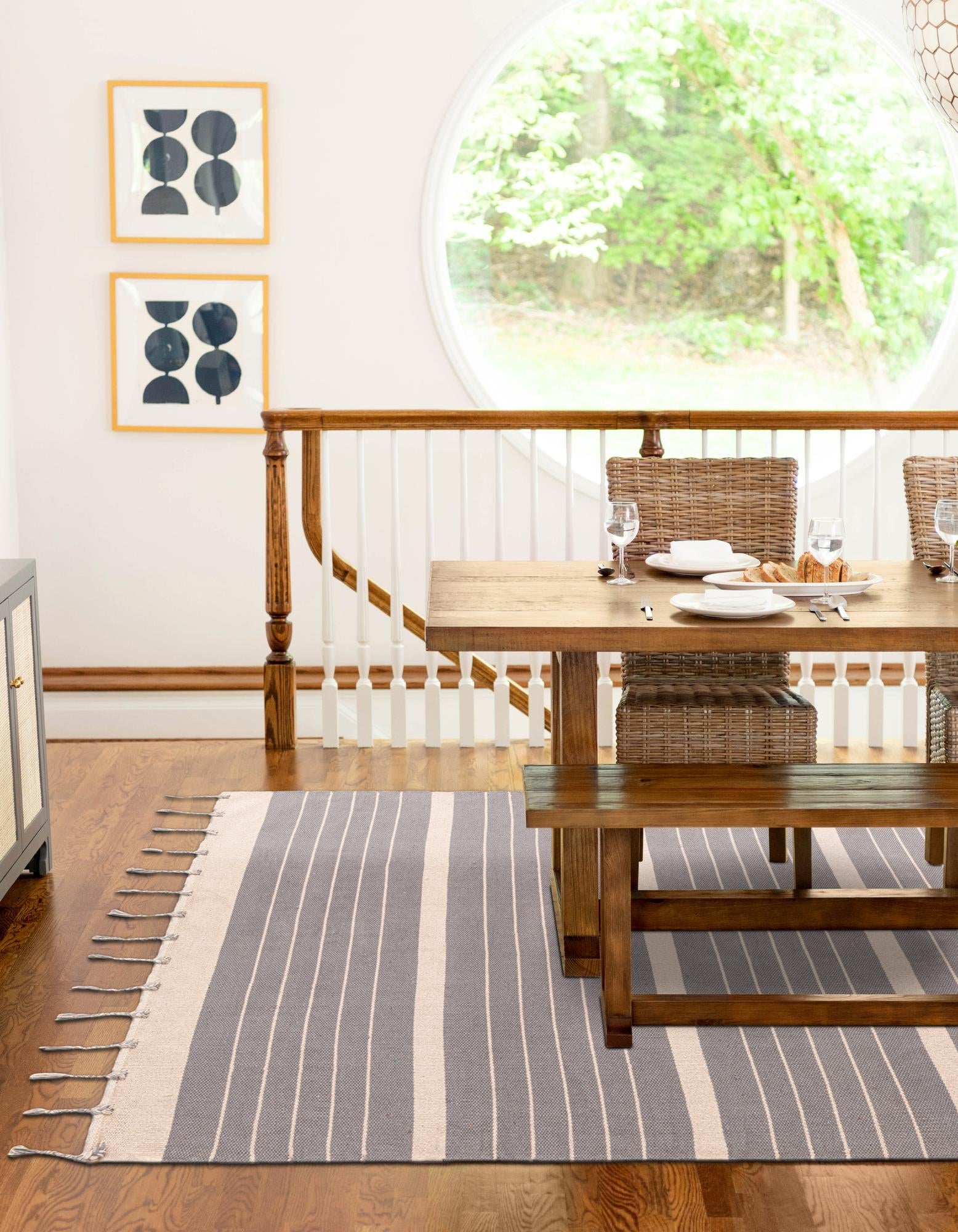 Gray and White 2' x 3' 1 Hand Woven Chindi Cotton Rug | Rugs.com