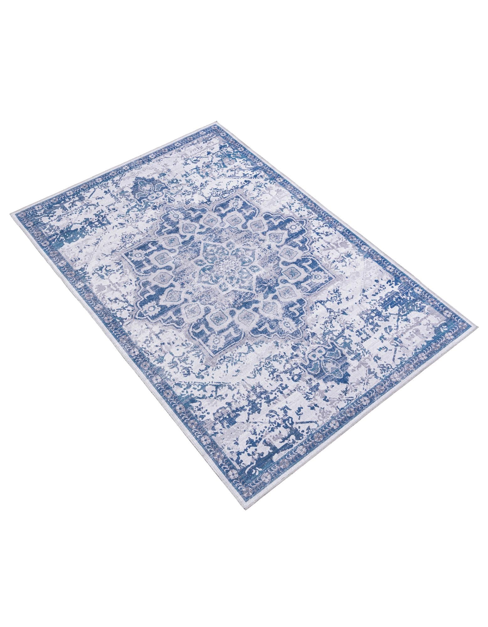 Gray Blue 6' x 9' Washable Francesca Rug | Rugs.com